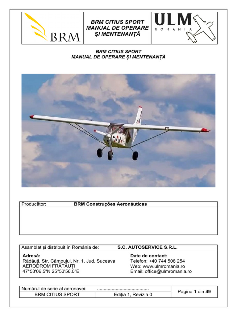 BRM Citius Sport Operation Manual | PDF | Technology & Engineering