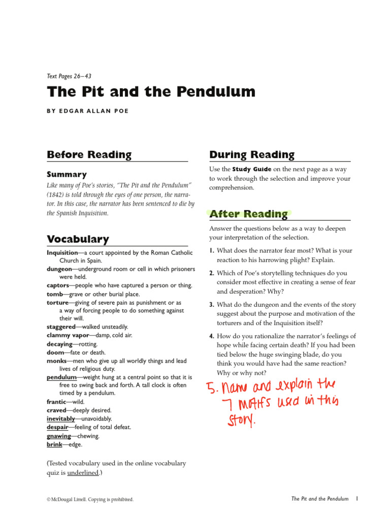 Annotations and Study Guide for Poe's Tale | PDF