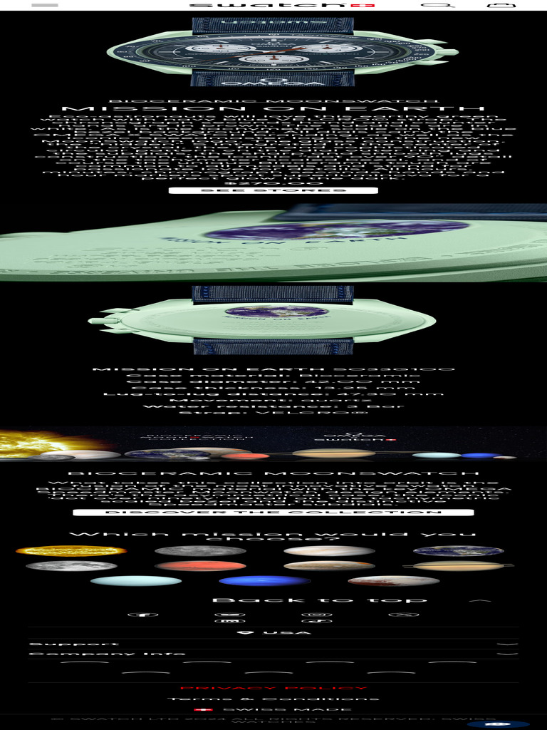 MISSION ON EARTH - Bioceramic MoonSwatch Collection | PDF