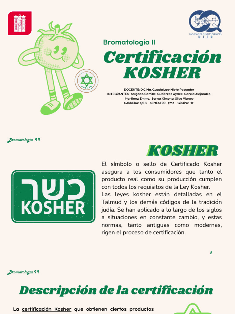 Presentacion de Bromatologia II - Equipo 1 - Certificacion KOSHER | PDF