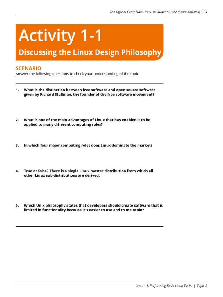 CompTIA Linux+ Activity 1-1 | PDF