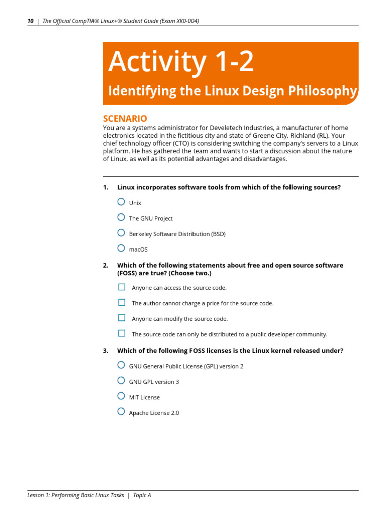 CompTIA Linux+ Activity 1-2 | PDF