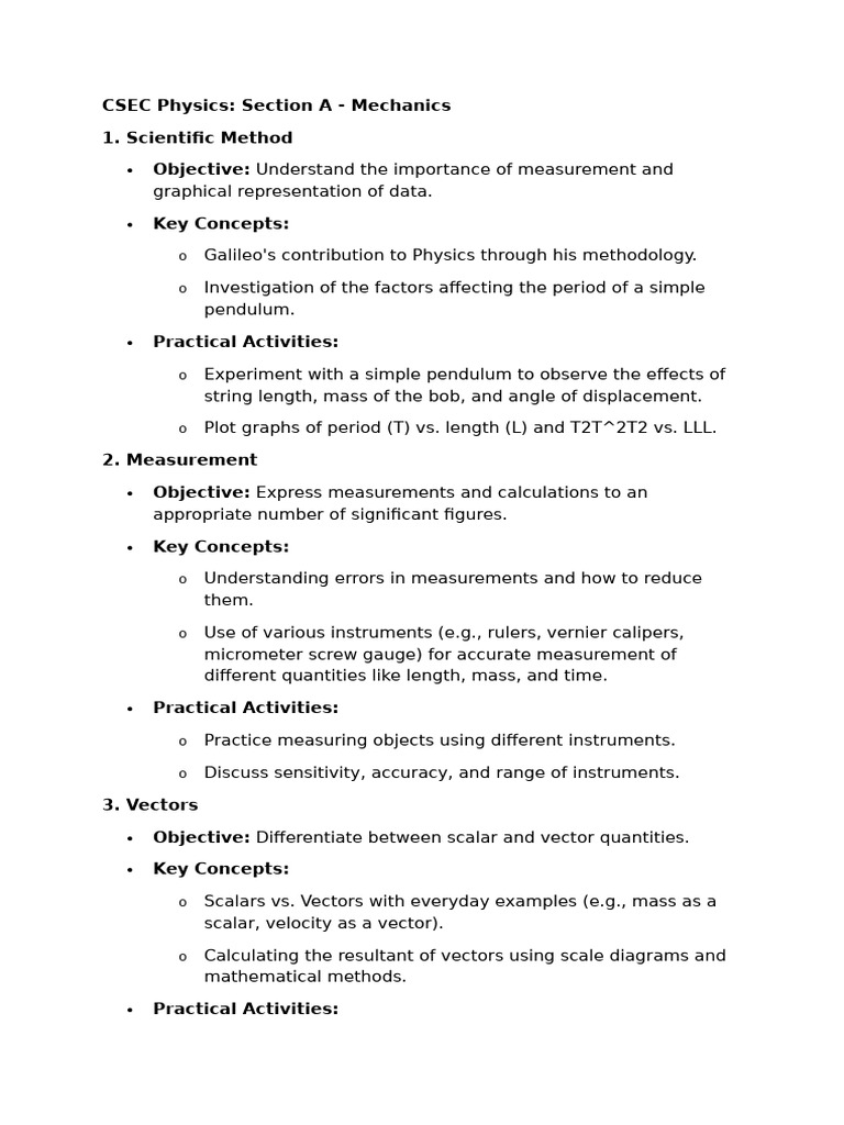CSEC Physics Topic Summary | PDF