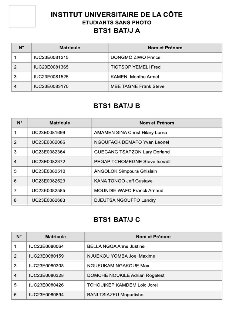 Istdi - Etudiants Sans Photo GC | PDF