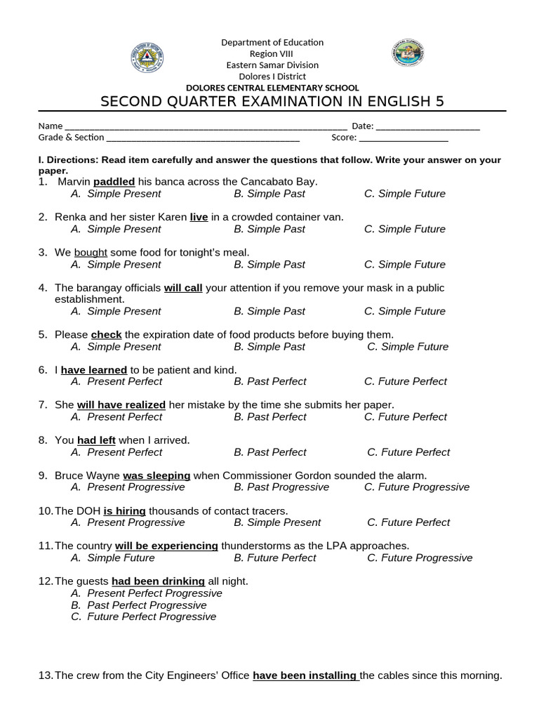 Eng 5 Q2 Test | PDF
