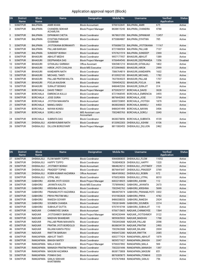 Application Approval Report (Block) | PDF