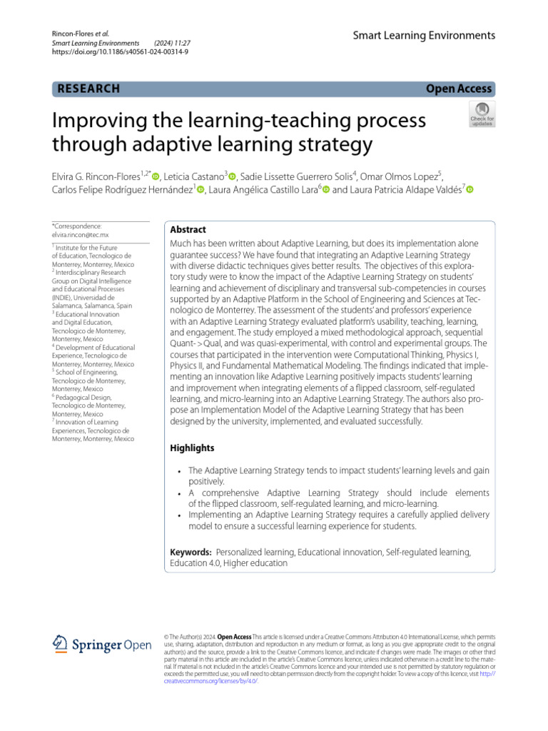 Improving The Learning Teaching Process Through Adaptive Learning ...