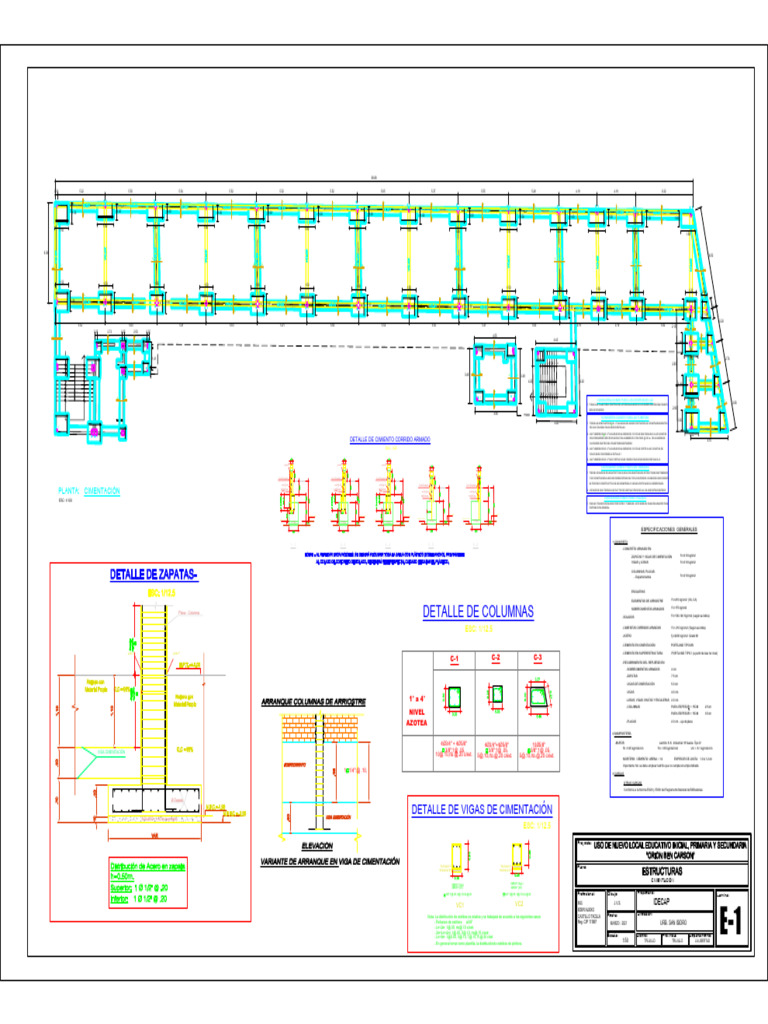 Detalle de Columnas: Planta: Cimentación | PDF