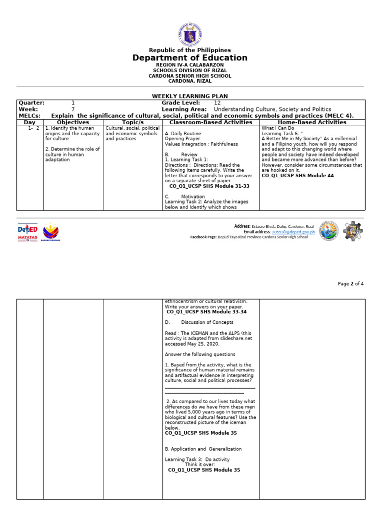 UCSP WLP Q1 - Week 7 1 | PDF | Liberal Arts Education | Cognition