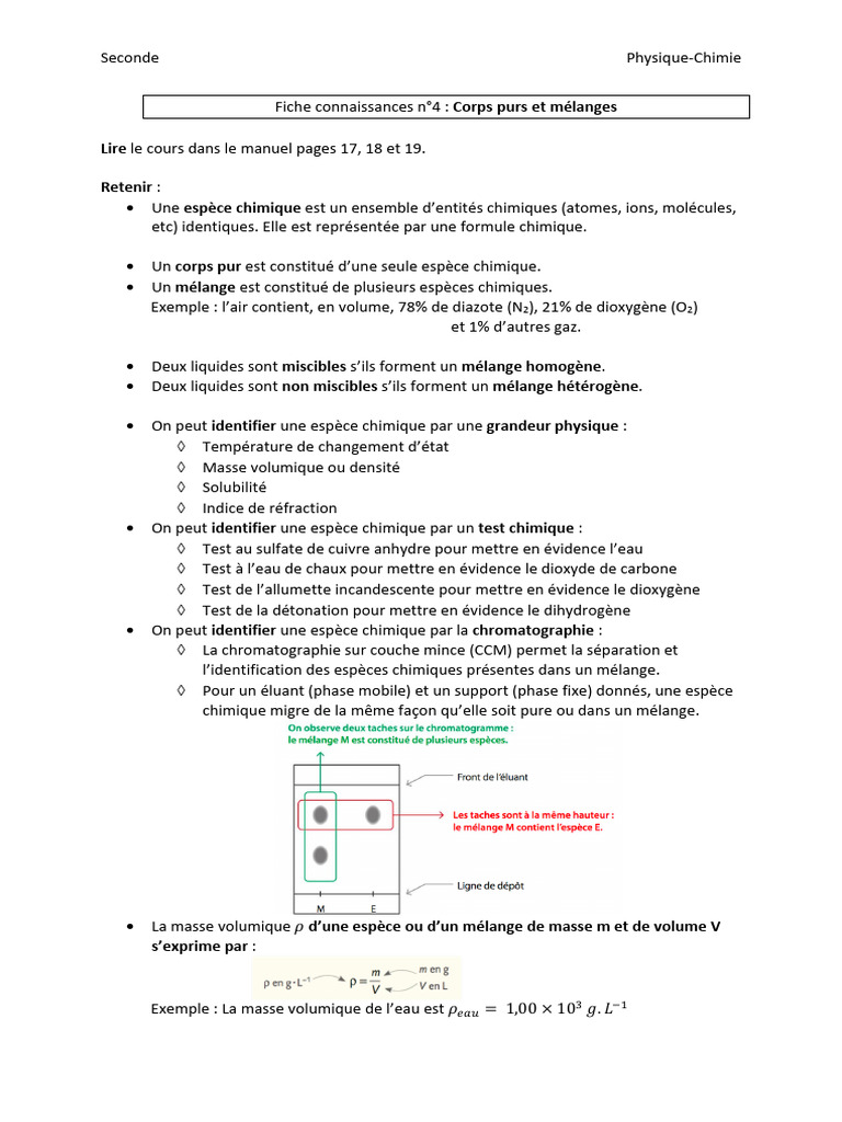 Seconde FC04 Corps Purs Et Mélanges | PDF