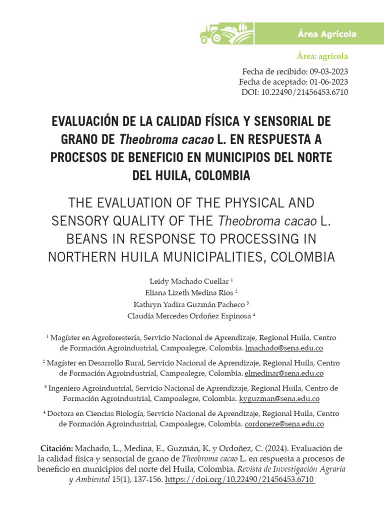 Evaluacion de La Calidad Fisica y Sensorial de Gra | PDF