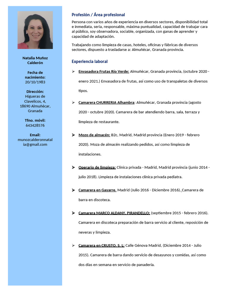 CV - NATALIA MUÑOZ CALDERON-CVitae DEFINITIVO | PDF
