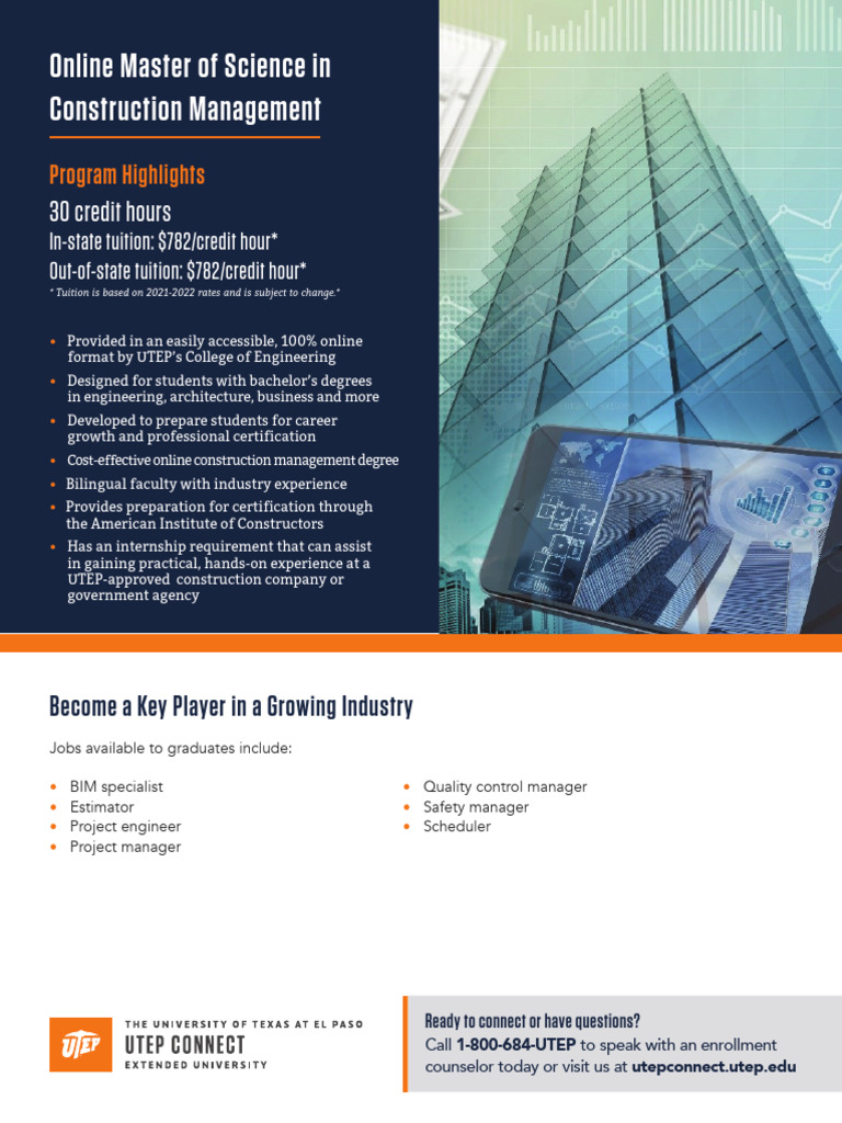UTEP Online Master's in Construction Management | PDF | Geotechnical ...