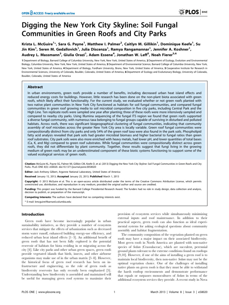 Digging The New York City Skyline: Soil Fungal Communities in Green ...