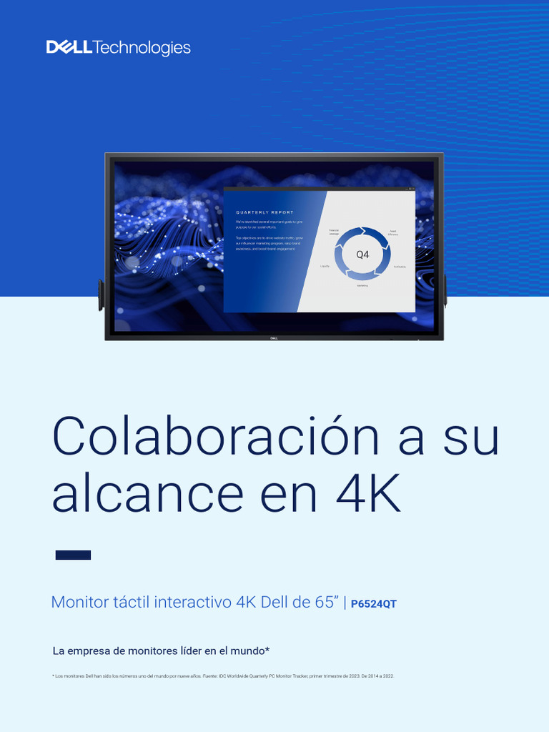 Dell 65 4k Interactive Touch Monitor p6524qt Datasheet | PDF