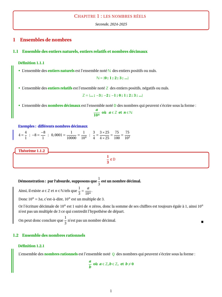 Cours Nombres Reels 2ND | PDF