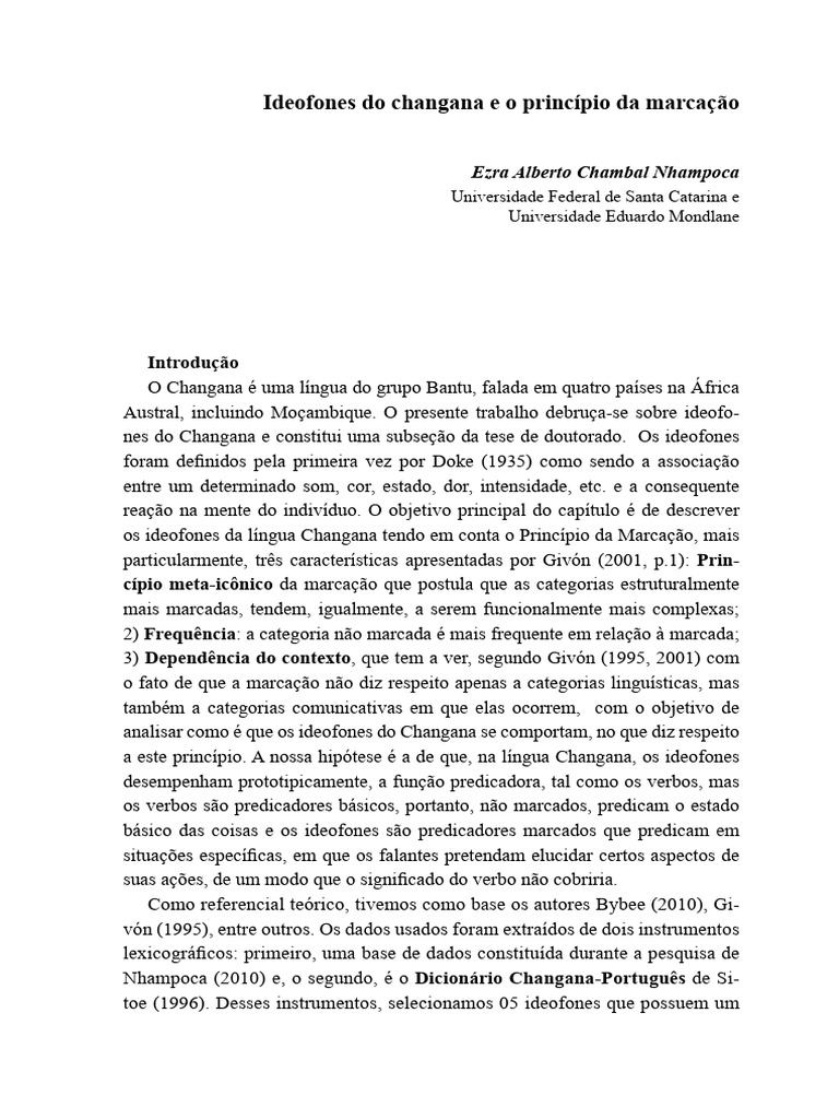 Idiofones em Changana | PDF