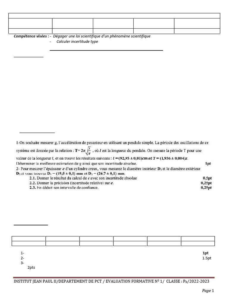 Eva 1 Phy 1èred Oct 2022 Ijp2 - 082746 | PDF | Technology & Engineering