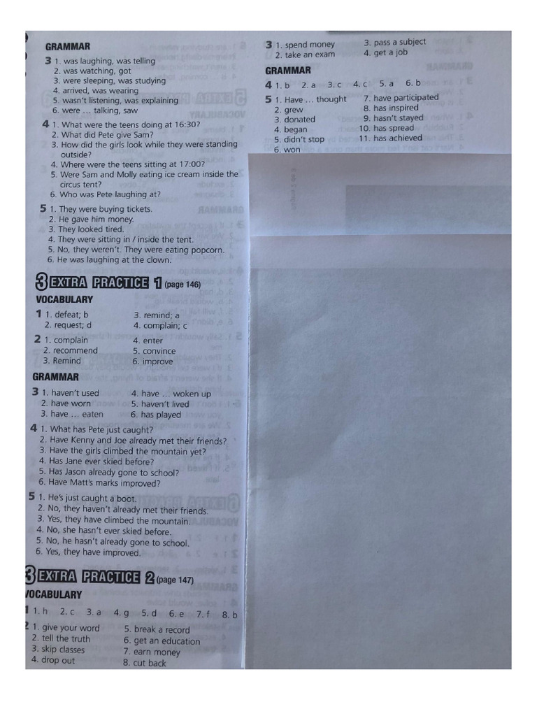 Solucionario 4ESO Extra Practice Units 1-2-3 | PDF