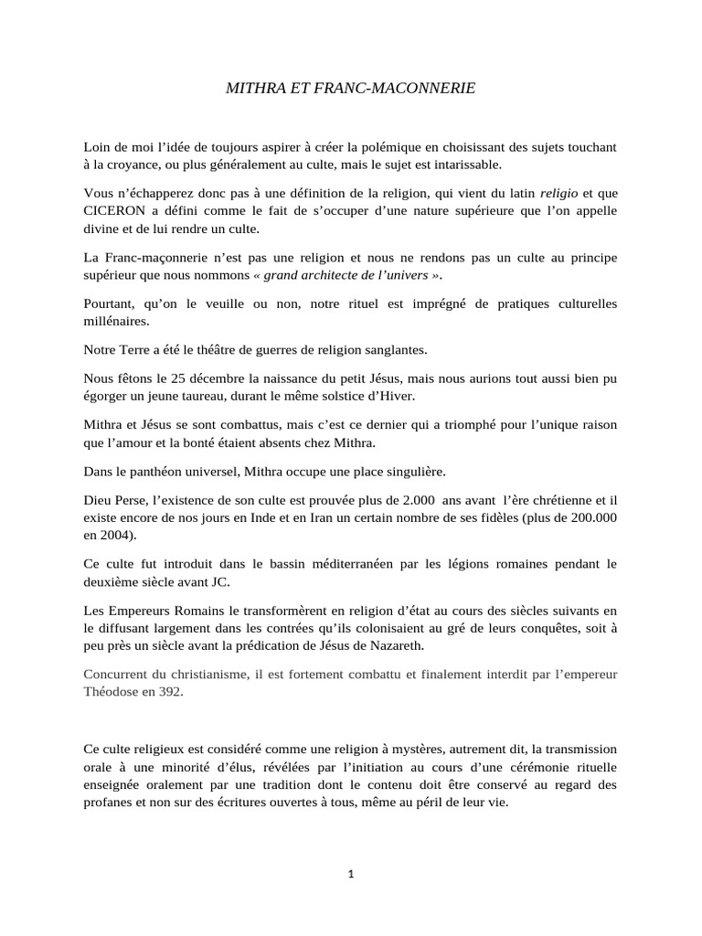 Mithra Et Franc-Maconnerie | PDF