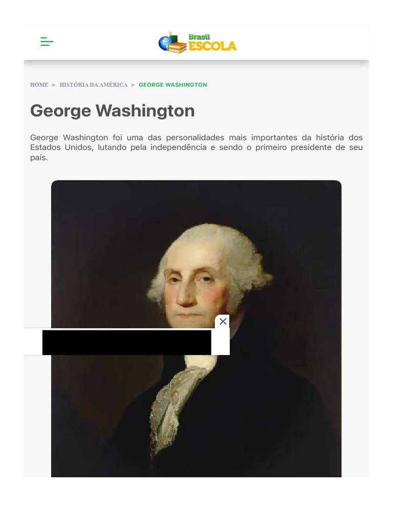 George Washington - Biografia, Presidência, Morte - Brasil Escola | PDF ...