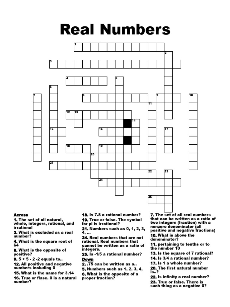 Crossword 2 Maths Pdf