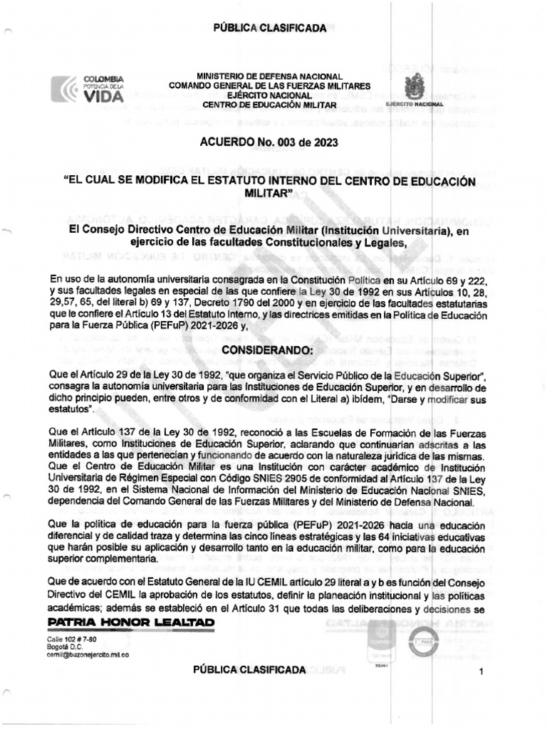 Estatuto Interno Del CEMIL (Acuerdo 003 de 2023) | PDF