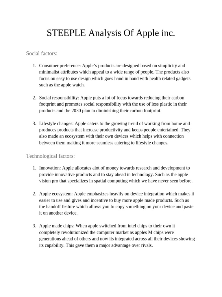 STEEPLE Analysis of Apple Inc | PDF