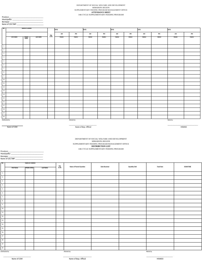 Attendance Table | PDF