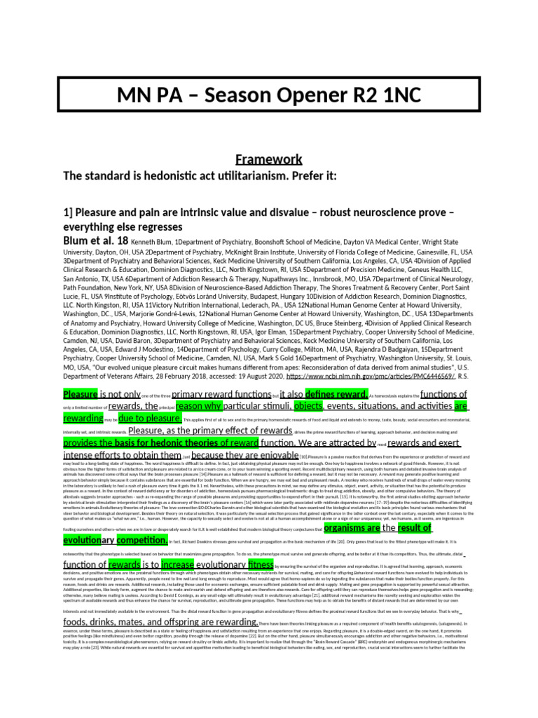 MN PA - Season Opener R2 1NC: Framework | PDF