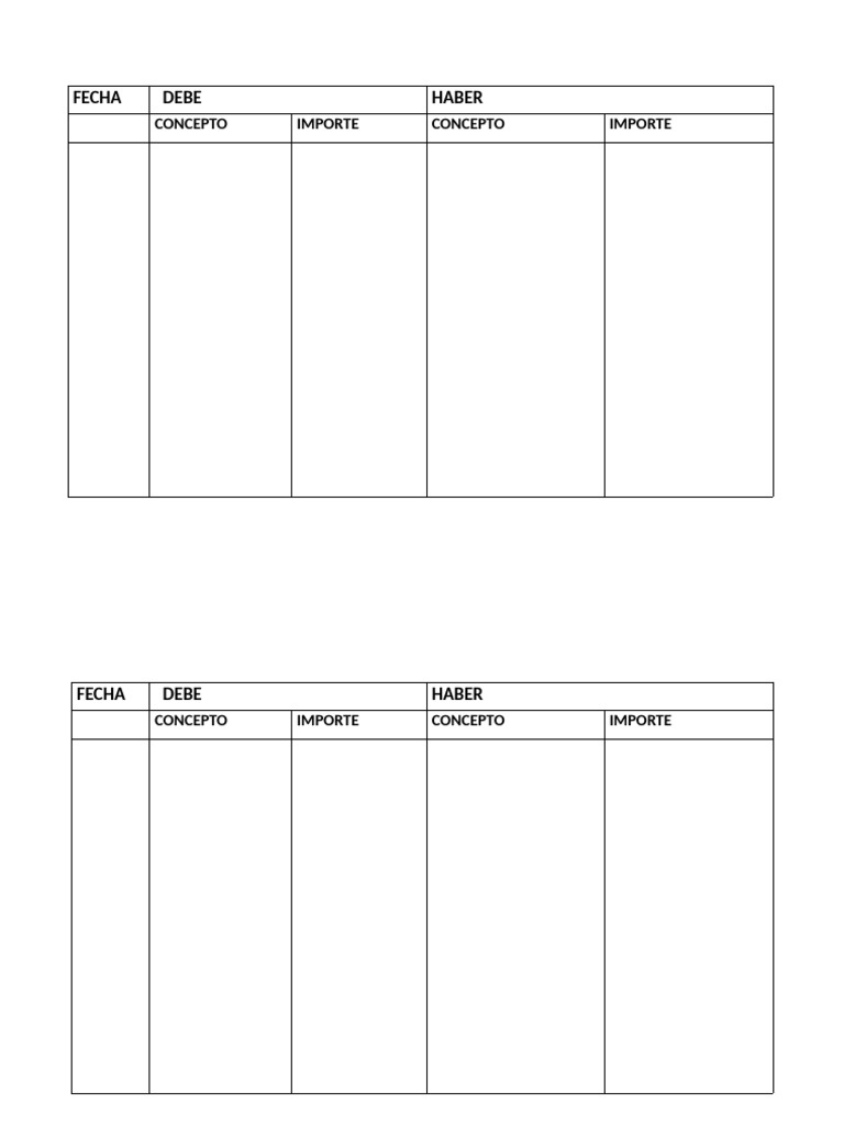 Planilla de Debe y Haber | PDF