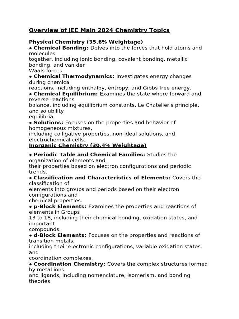 JEE Main 2024 Syllabus Overview | PDF