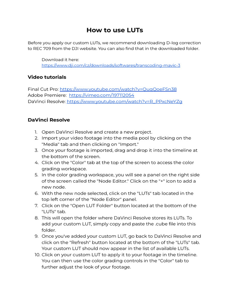How To Use LUTs-2 | PDF