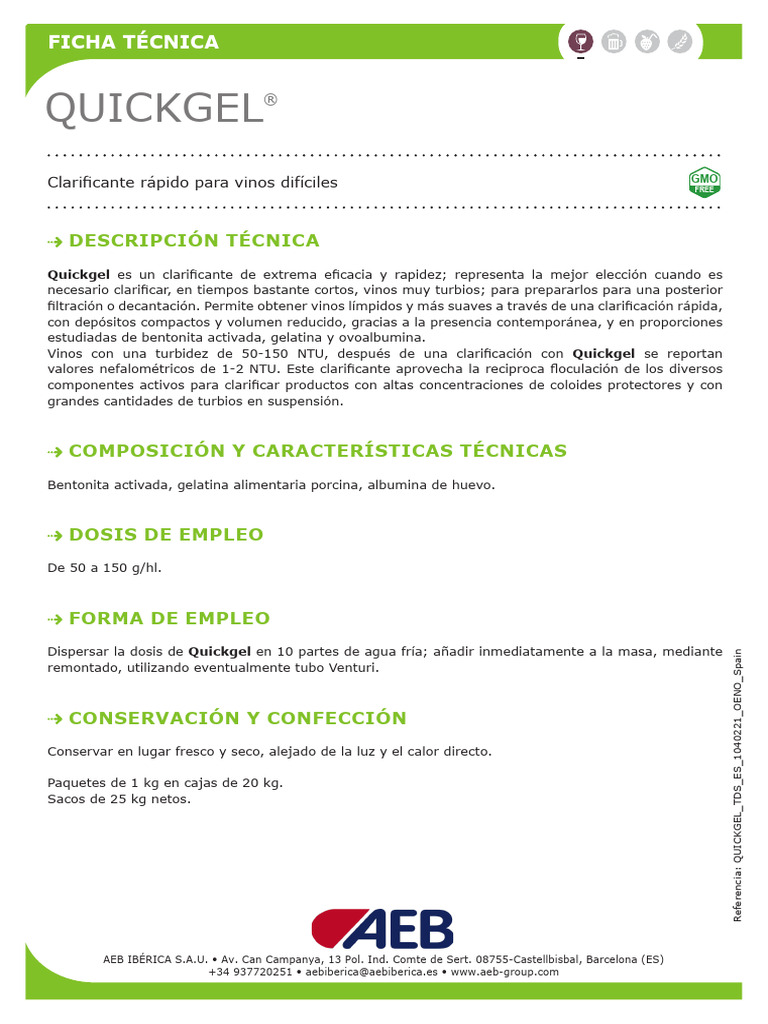 QUICKGEL TDS ES 1040221 OENO Spain | PDF