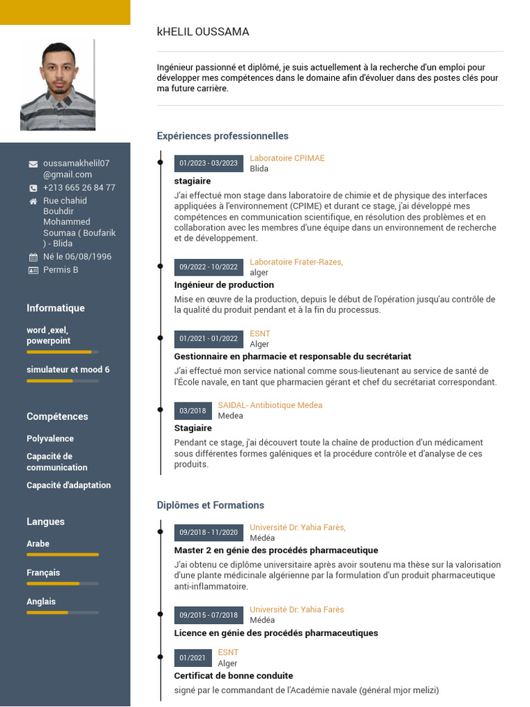 CV Khelil Oussama | PDF