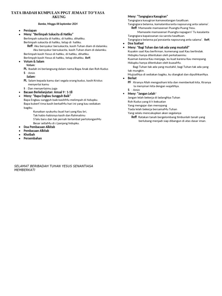 Liturgi Kumpulan PPGT | PDF