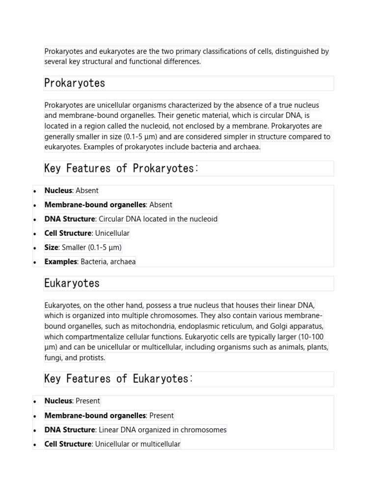 Prokaryotes and Eukaryotes Are The Two Primary Classifications of Cells ...