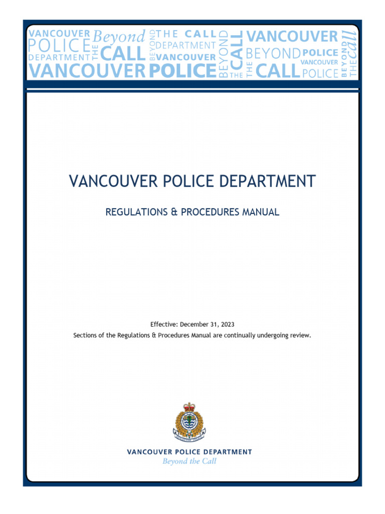 VPD Regulations and Procedures Manual | PDF
