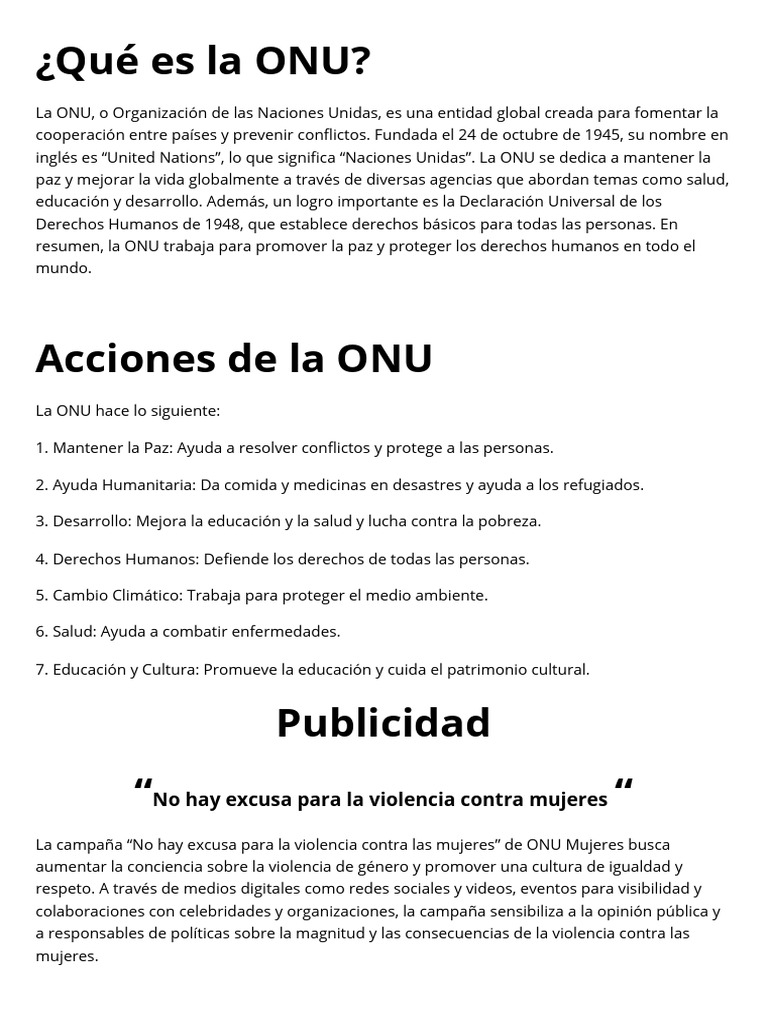 ¿Qué Es La ONU PDF | PDF