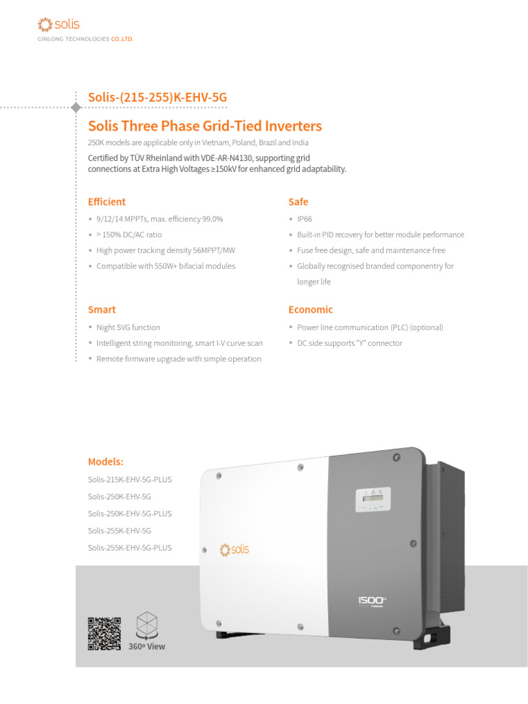 Solis Datasheet Solis - (215-255) K-EHV-5G Global V2,5 202409 | PDF