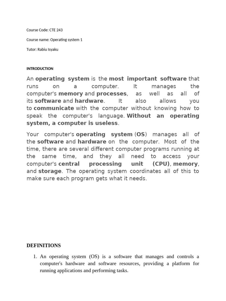 Operating System Module | PDF Operating System Module | PDF
