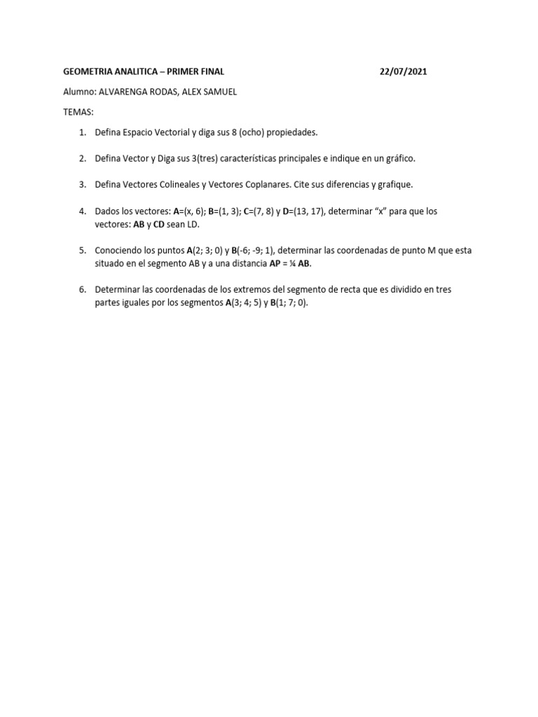 Primer Final Geo Analitica - Habilitados | PDF