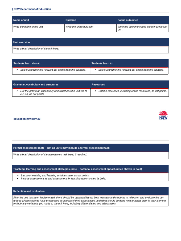 St6 Beg Unit Template 1 | PDF