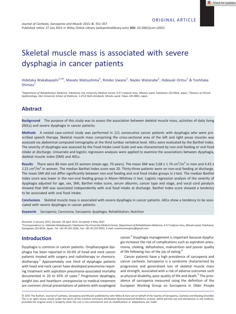 J Cachexia Sarcopenia Muscle - 2015 - Wakabayashi - Skeletal Muscle ...