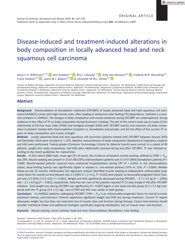 J Cachexia Sarcopenia Muscle - 2019 - Willemsen - Disease Induced and ...