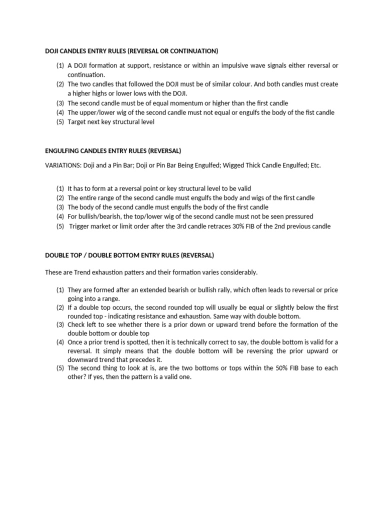 Trade Pattern's Entry Rules | PDF