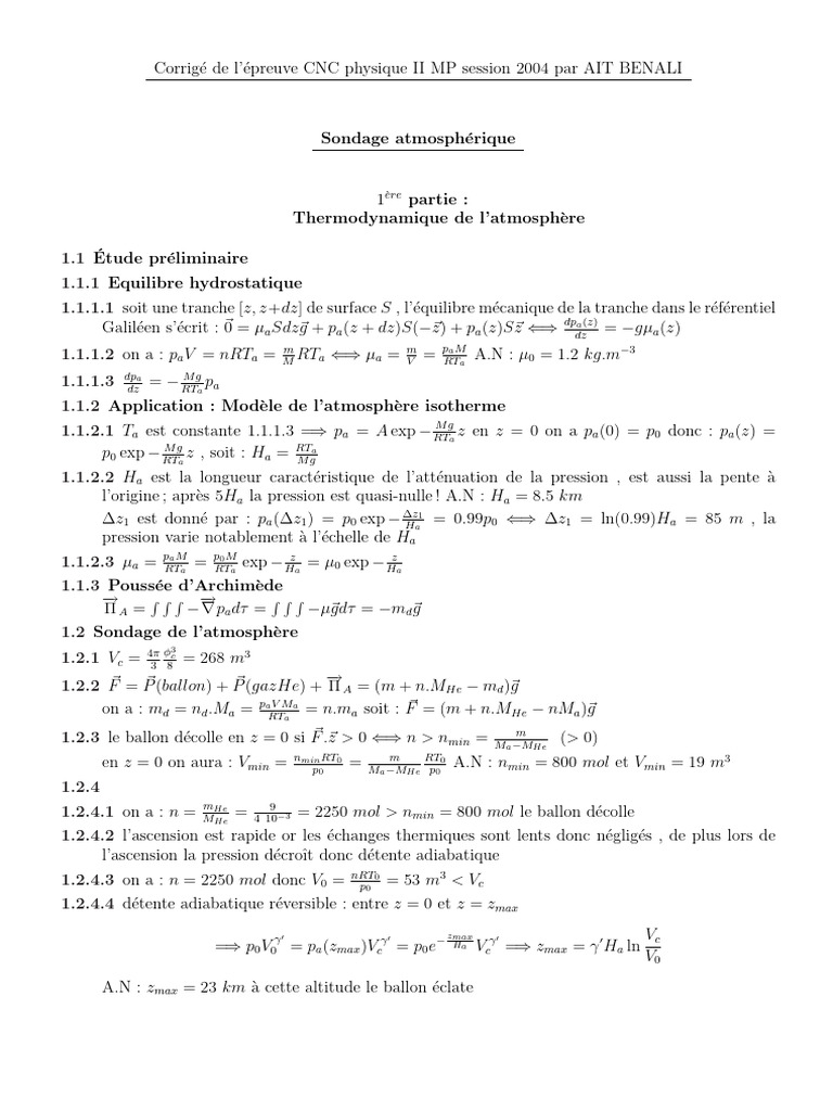 CNC MP 2004 Physique 2 Corrige | PDF