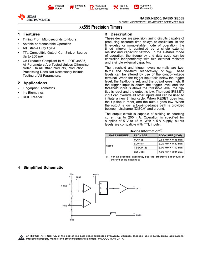 Datasheet Del Componente Ne555 | PDF