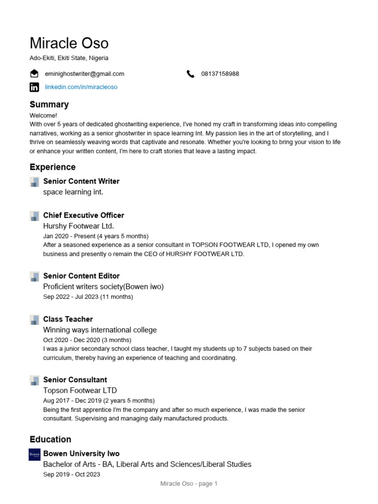 My LinkedIn Resume | PDF