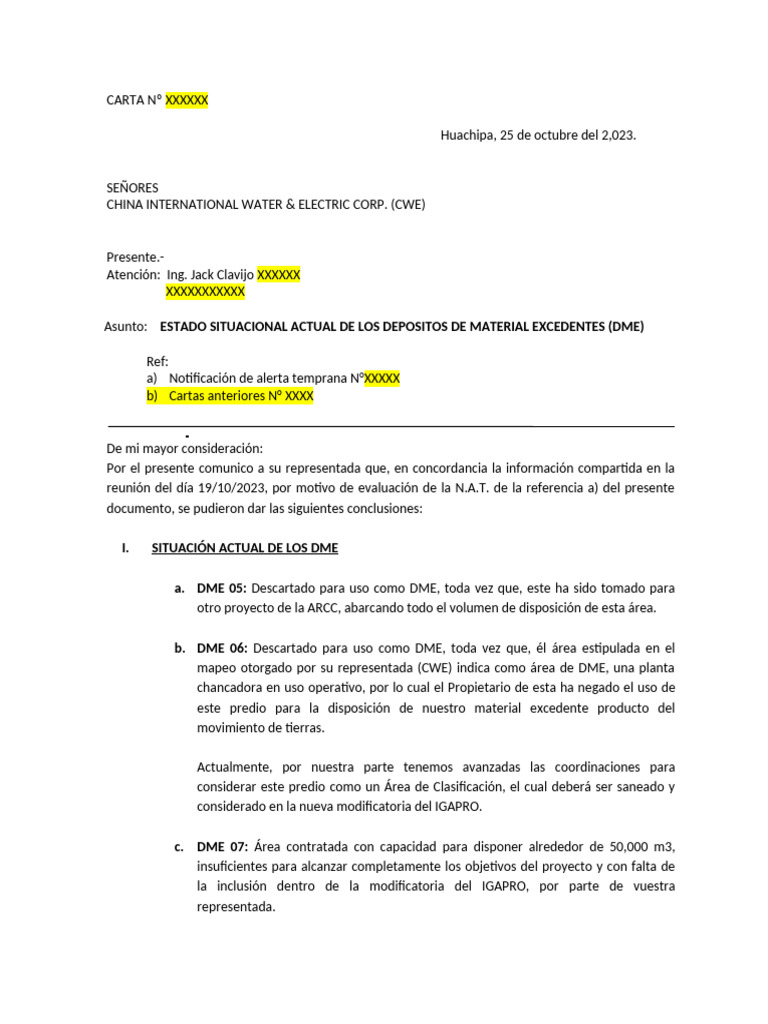 Borrador Carta | PDF